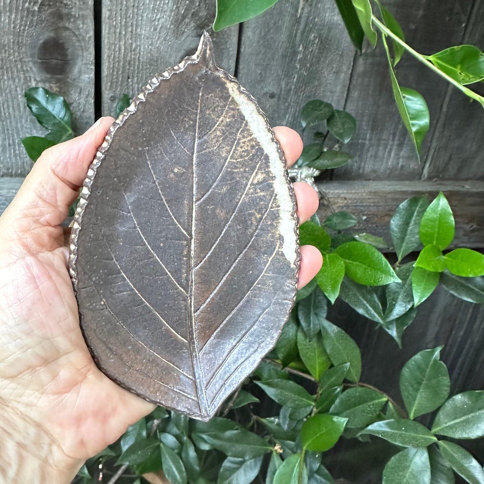 Leaf Dish, Pressed Hydrangea Leaf Pottery Bowl, Jewelry Leaf Dish, Home ...