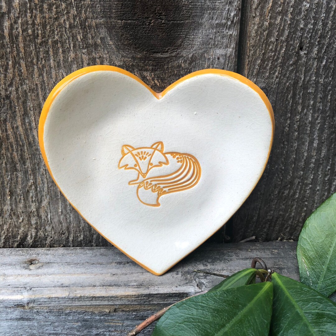 Heart Dish, Heart-shaped Ceramic Dish, Fox Lover Dish, Ideal Pottery ...