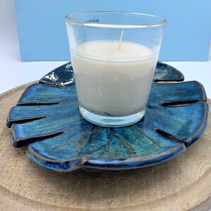 Monstera Leaf Pottery Dish, Handmade Blue Green Philodendron Leaf Dish ...