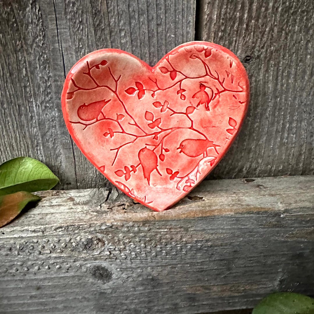 Heart Dish, Heart-shaped Ceramic Bowl, Small Heart Bowl, Orange Heart ...