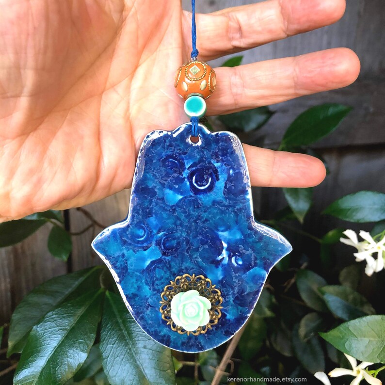 Ceramic Hamsa Hand Ceramic Khamsa Amulet Protection Amulet | Etsy