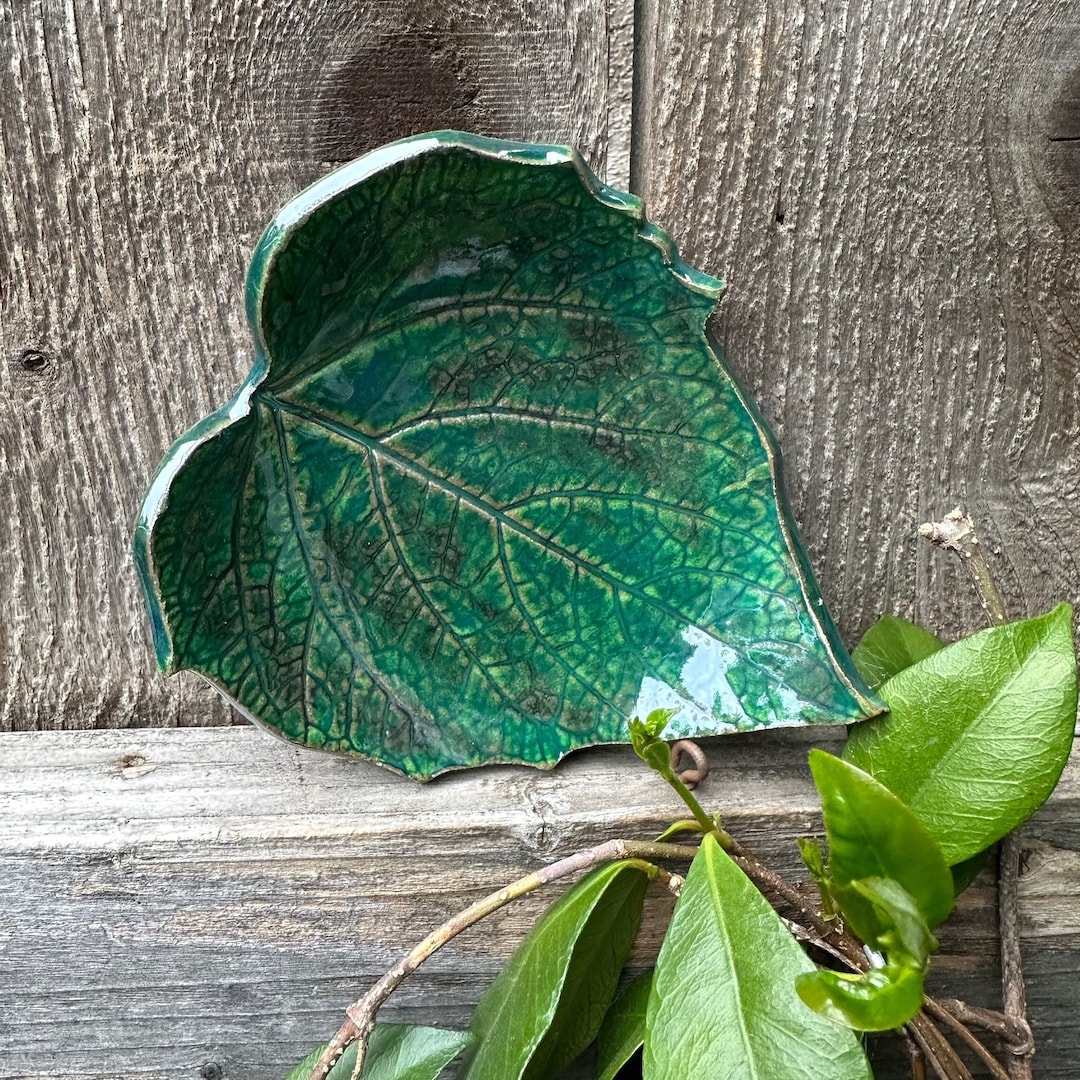 Leaf Dish, Pressed Leaf Ceramic Bowl, Ceramic Serving Dish, Decorative ...
