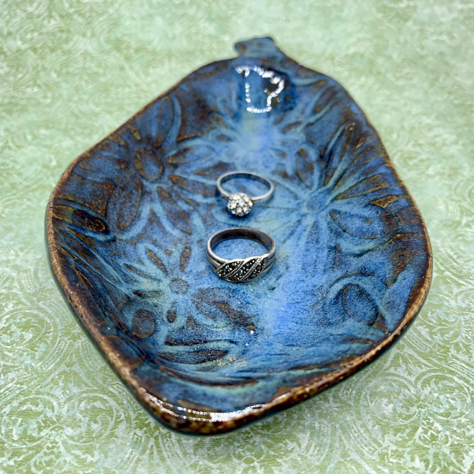 Pear Shaped Jewelry Dish, Blue Pottery Pear Shaped Sage Bundle Smudging ...