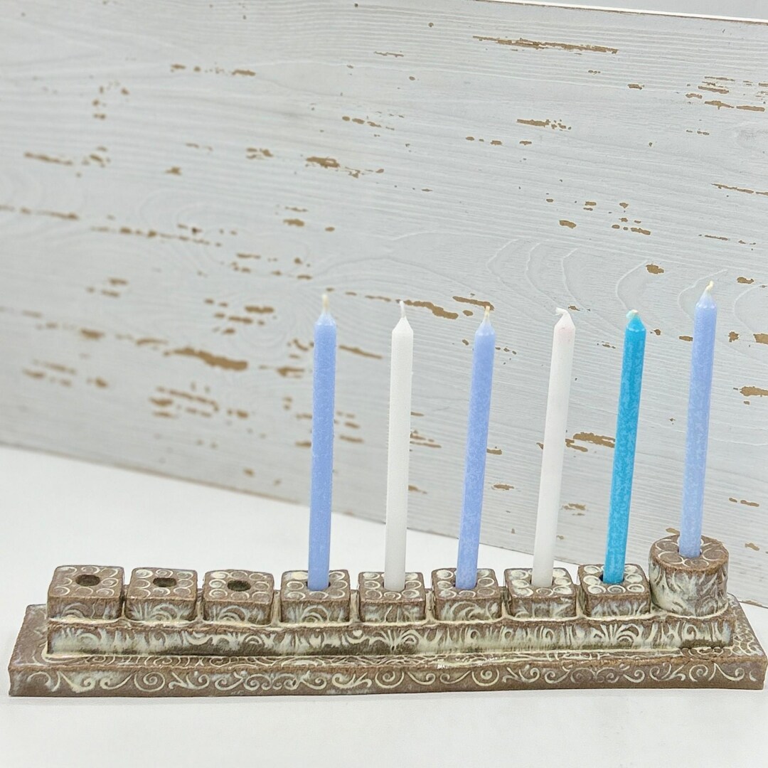 Ceramic Heirloom Menorah, Handcrafted Ceramic Hanukkah Lighting Menorah ...