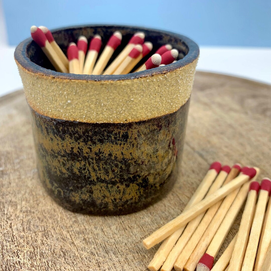 Ceramic Match Striker Jar With Textured Design - Etsy