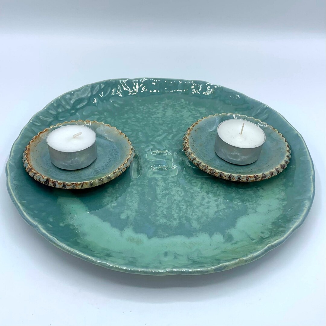 Shabbat Candle Holders, Ceramic Shabbat Tray and Tealight Holders ...