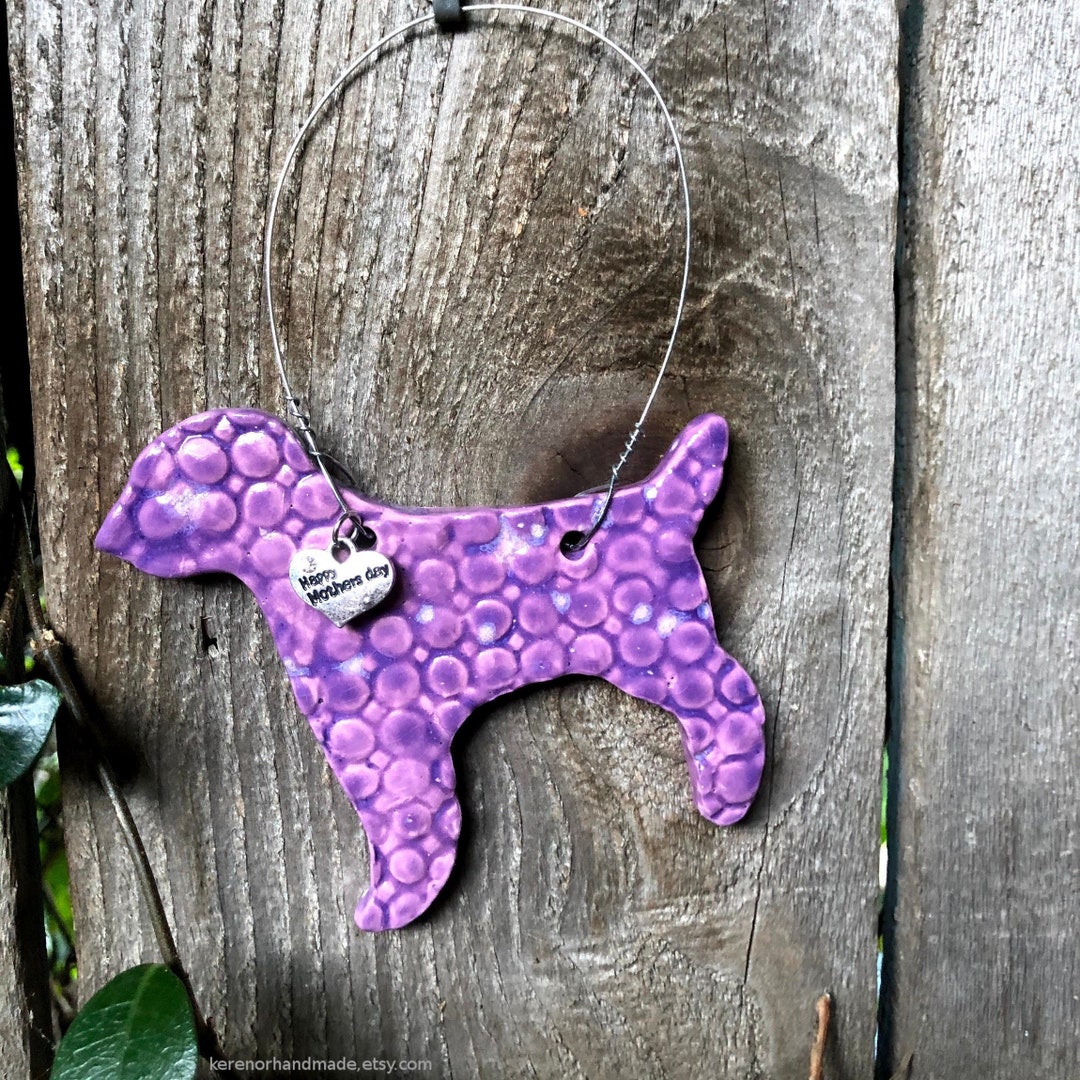 Ceramic Labrador Wall Decor, Handmade Labrador Retriever, Purple Dog ...