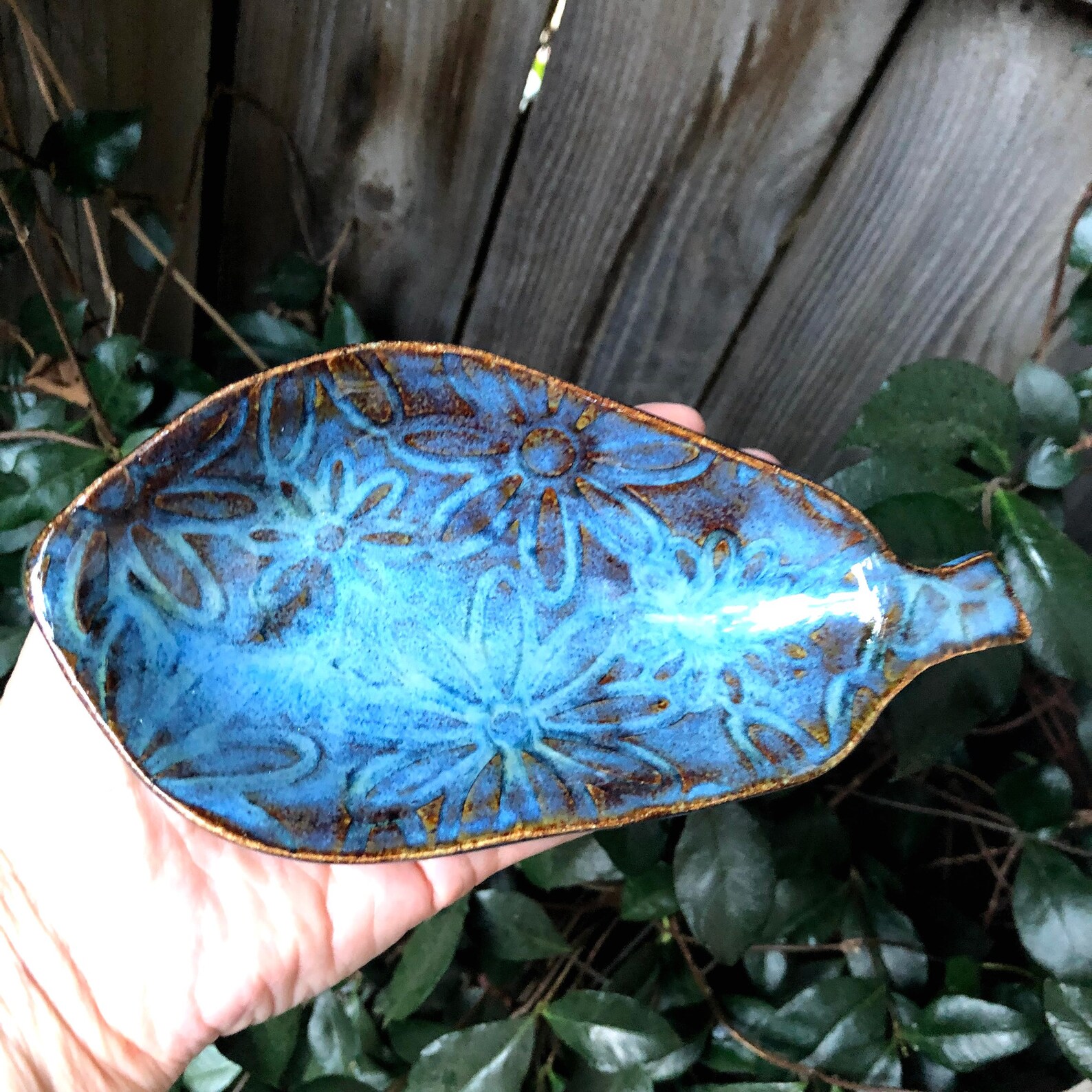 Pear Shaped Jewelry Dish, Blue Pottery Pear Shaped Sage Bundle Smudging ...