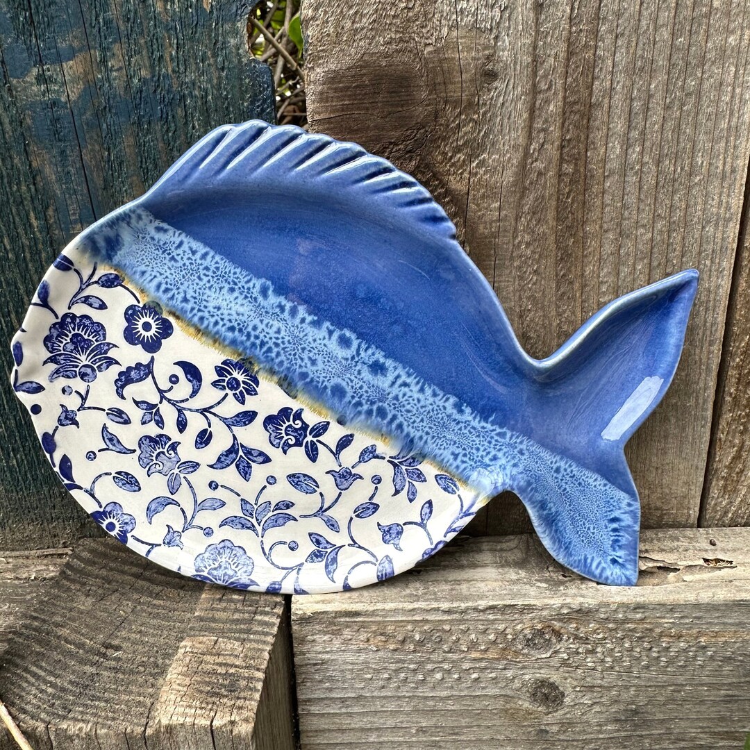Ceramic Fish Dish, Delicate Blue White Design for Storing Jewelry, Soap ...
