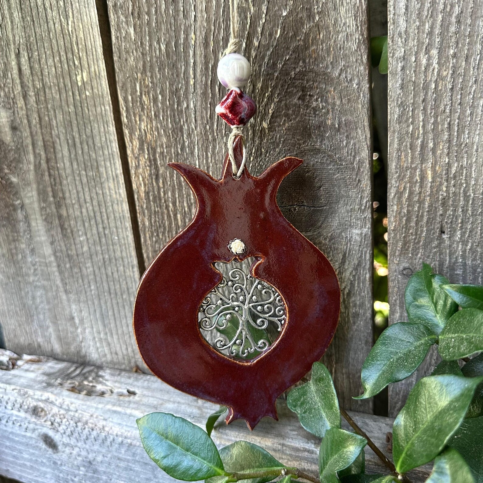 Pomegranate Ornament, Handcrafted Ceramic Pomegranate Wall Art, Tree of ...