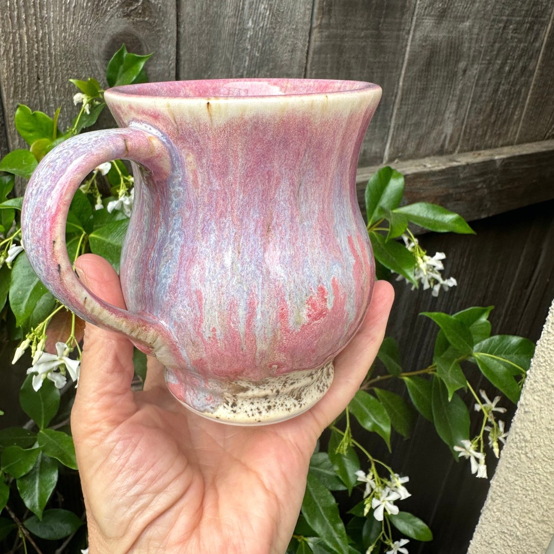 Coffee Cup, 12 Oz Pink Ceramic Mug, Pottery Mug, Perfect for Coffee or ...