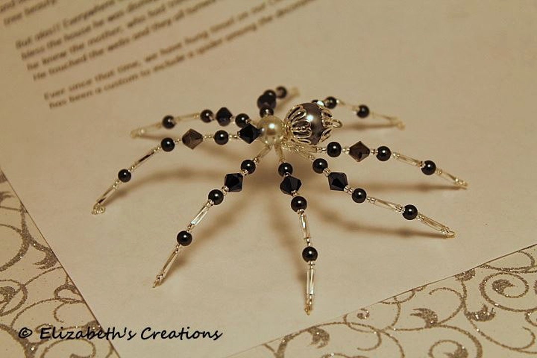 Christmas Spider Ornament: Grey, Black Swarovski Crystals, Spider ...