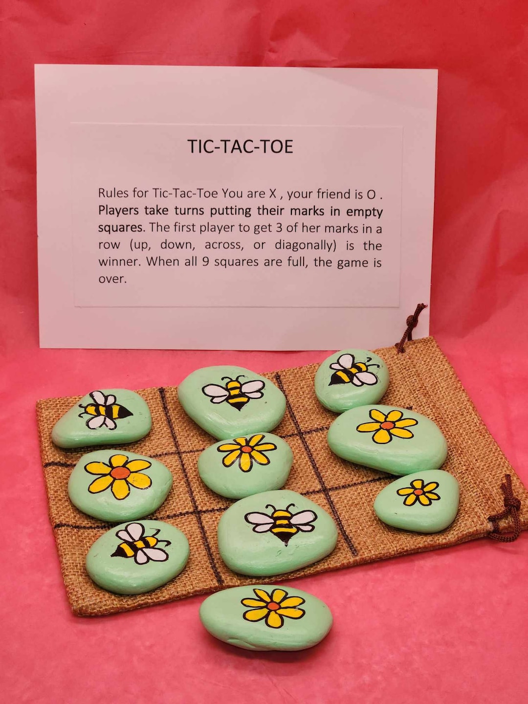 Tic Tac Toe Rock Game, Hand Painted Tic Tac Toe, Unique Gift, Tic Tac ...