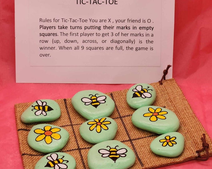 Tic Tac Toe Rock Game, Hand Painted Tic Tac Toe, Unique Gift, Tic Tac ...