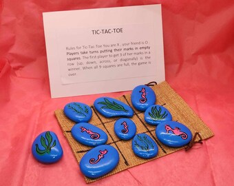 Tic Tac Toe Rock Game, Hand Painted Tic Tac Toe, Unique Gift, Tic Tac ...