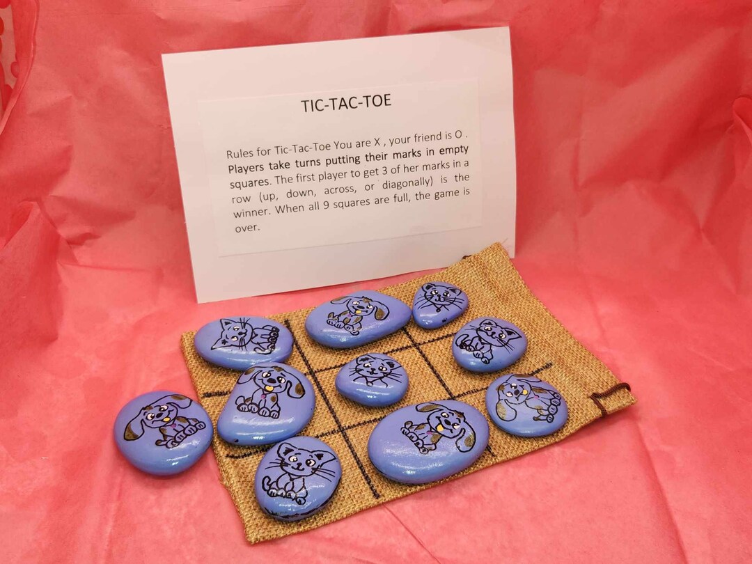Tic Tac Toe Rock Game, Hand Painted Tic Tac Toe, Unique Gift, Tic Tac ...