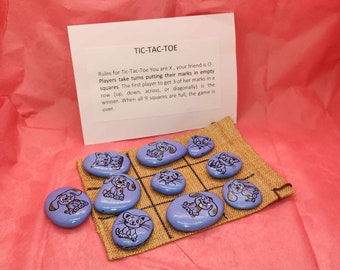 Tic Tac Toe Rock Game, Hand Painted Tic Tac Toe, Unique Gift, Tic Tac ...