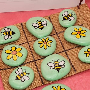 Tic Tac Toe Rock Game, Hand Painted Tic Tac Toe, Unique Gift, Tic Tac ...