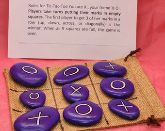 Tic Tac Toe Rock Game, Hand Painted Tic Tac Toe, Unique Gift, Tic Tac ...