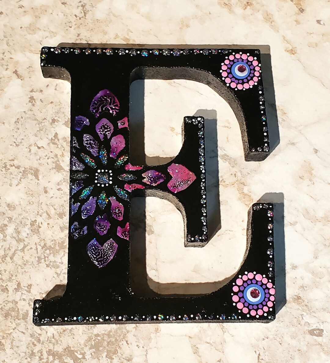 Mandala Art - Mandala Initial E - Painted Rocks- Hand Painted Mandala ...