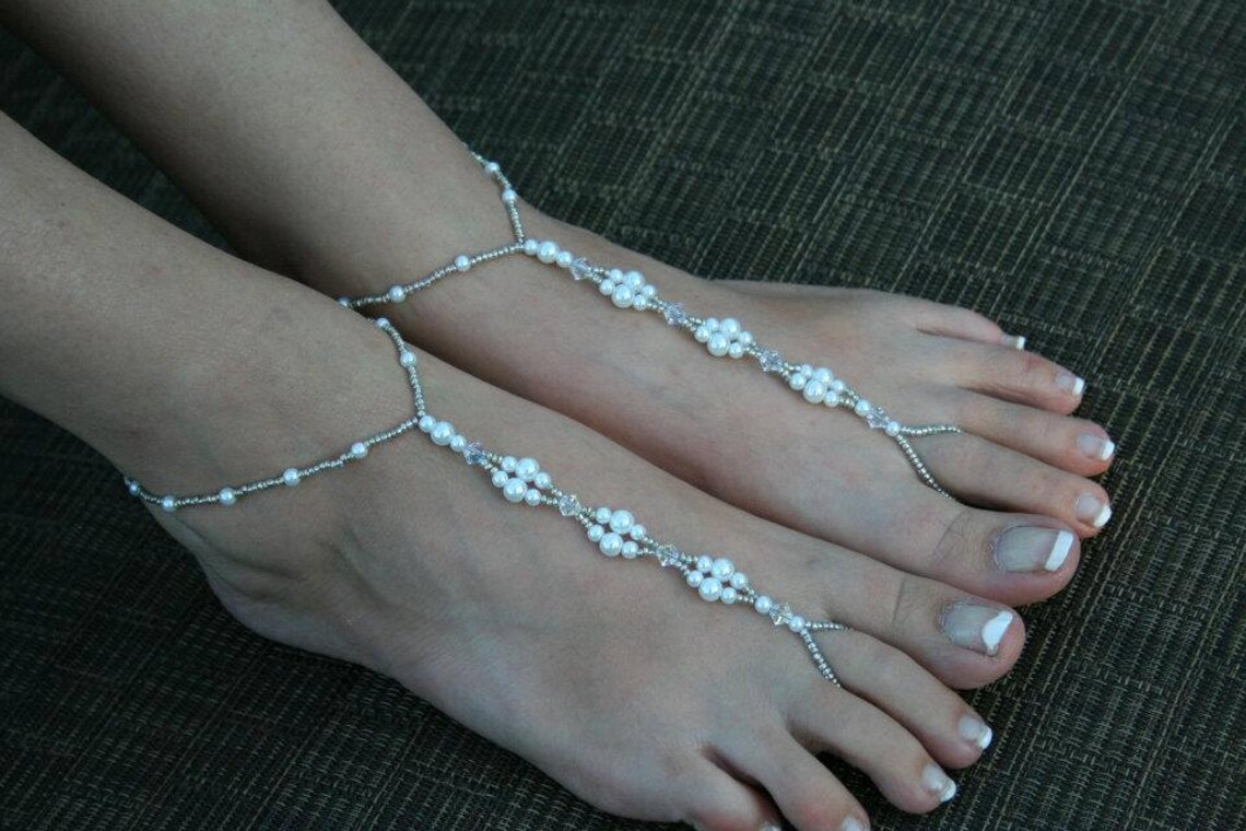 Barefoot Sandal Pearls & Crystals Barefoot Sandal Just for - Etsy