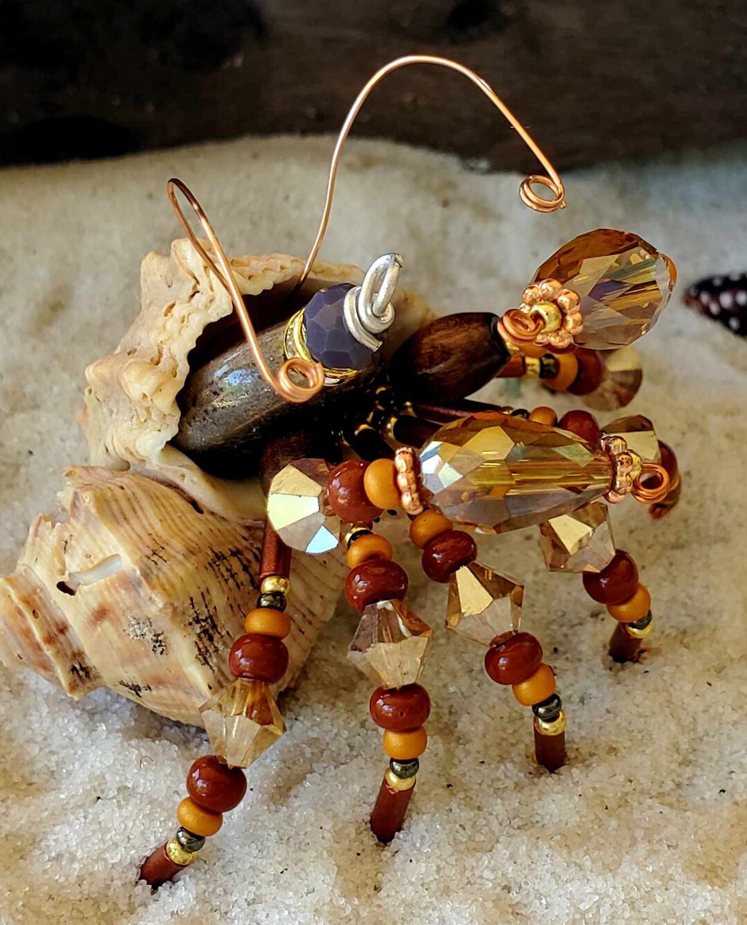 Hermit Crab, Beaded Hermit Crab, OOAK Hermit, Hermit Crab Suncatcher ...