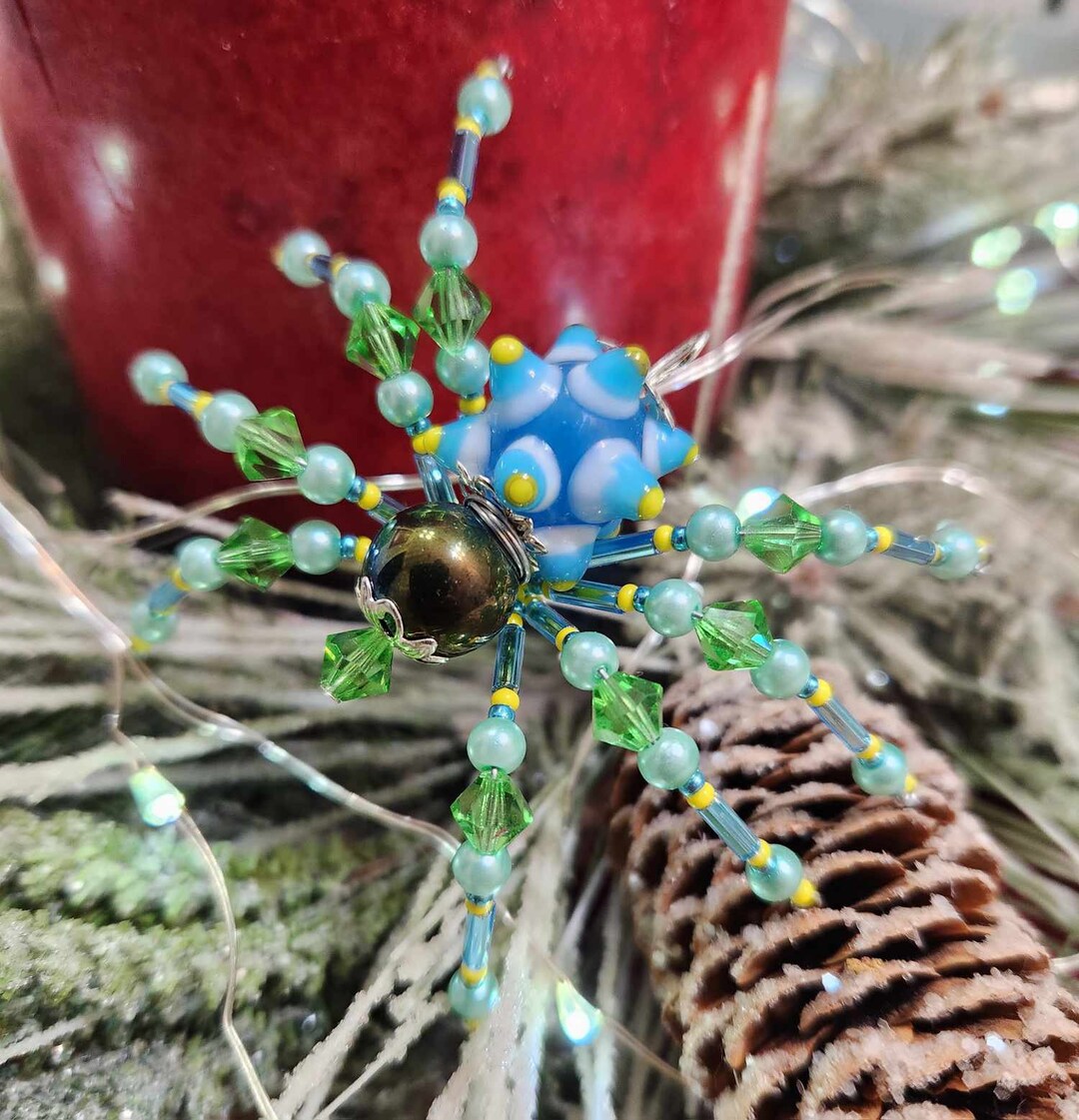 Christmas Spider Ornament: Hand Blown Glass, Swarovski Crystals, Spider ...