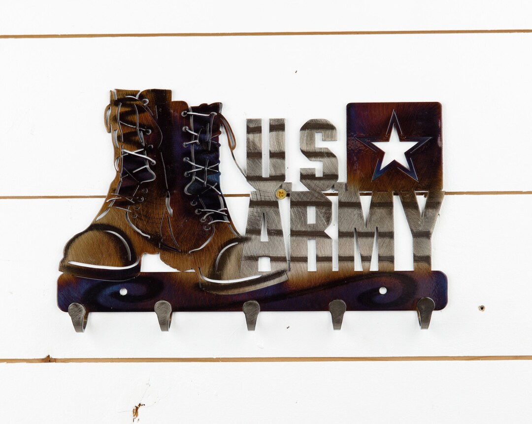 US Army Boots Metal Wall Art | Keychain Holder With 5 Hooks - Etsy