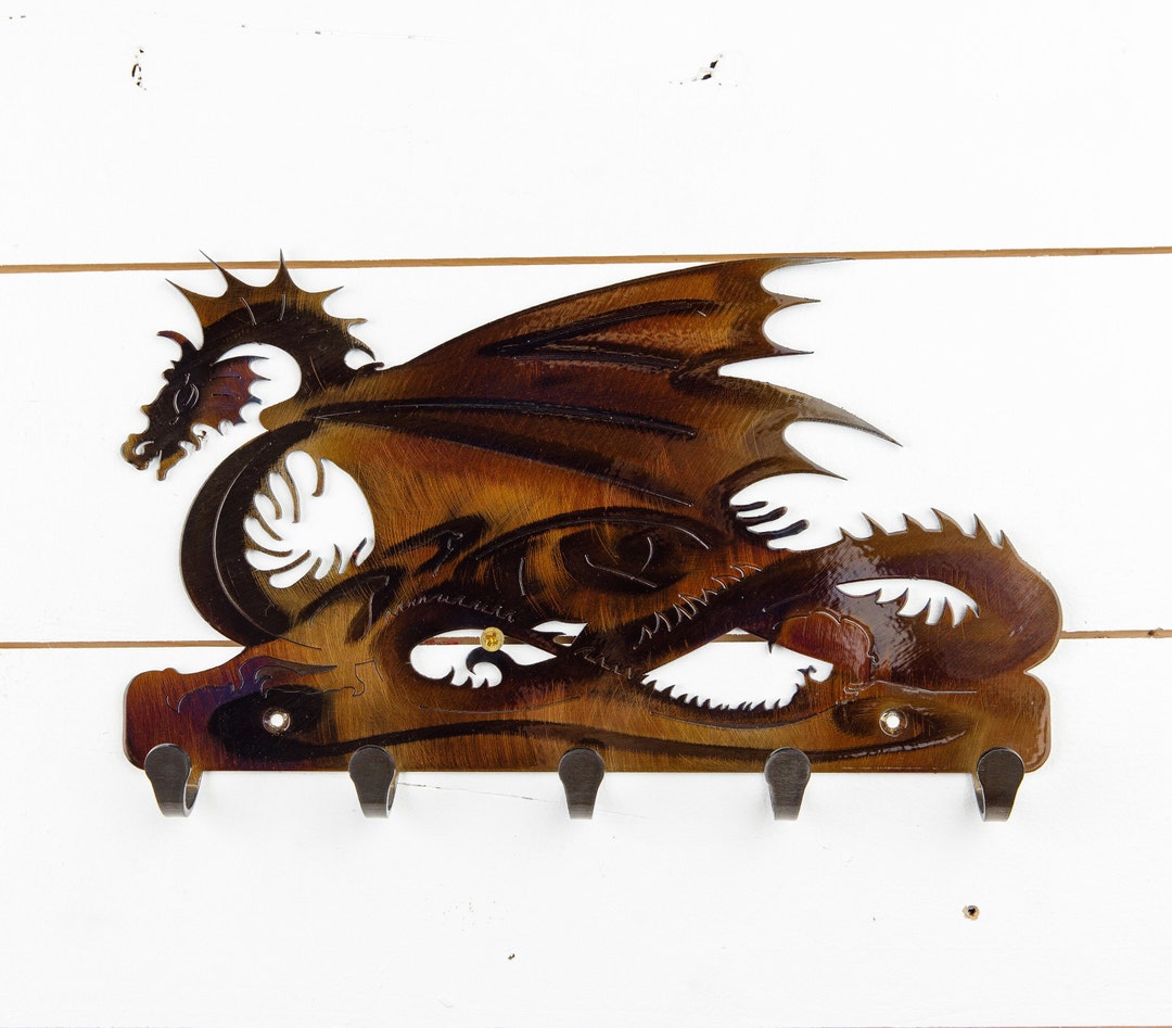 Dragon Metal Keychain Holder 5 Hooks Metal Wall Art Home Decor - Etsy