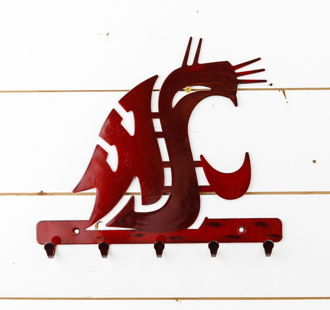 Washington State University WSU Cougar Metal Keychain Holder 5 Hooks ...