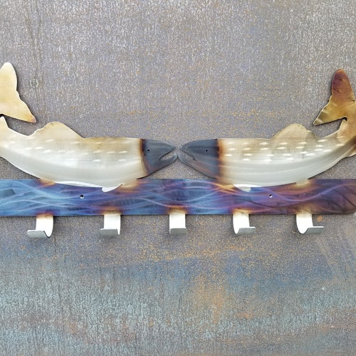 COAT RACK Wall FISH Shaped Reclaimed Wood Metal Towel Hooks - Etsy