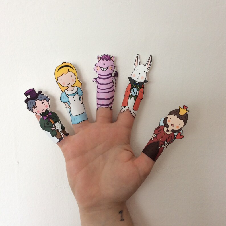 Alice in Wonderland Paper Finger Puppets By Curmilla | Etsy