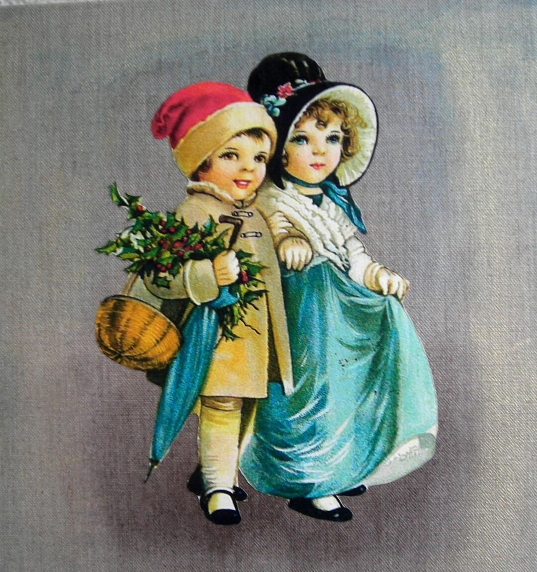 Unique Painting Collage on Linen Cardboard 30 X 30 Cm Les Petits Amours ...