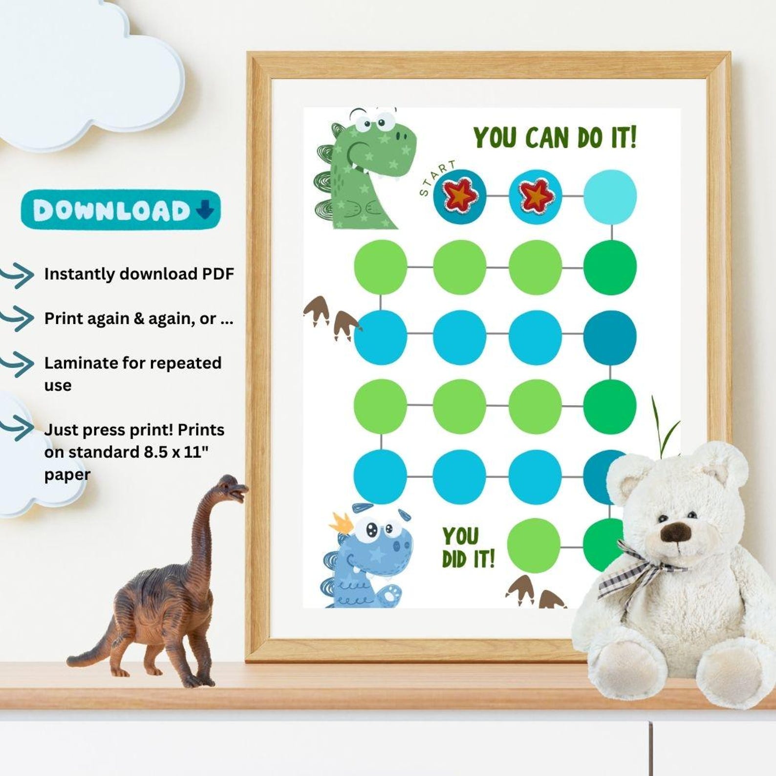 PRINTABLE Encouragement Chart, Reward Chart for Kids, Dinosaur Reward ...