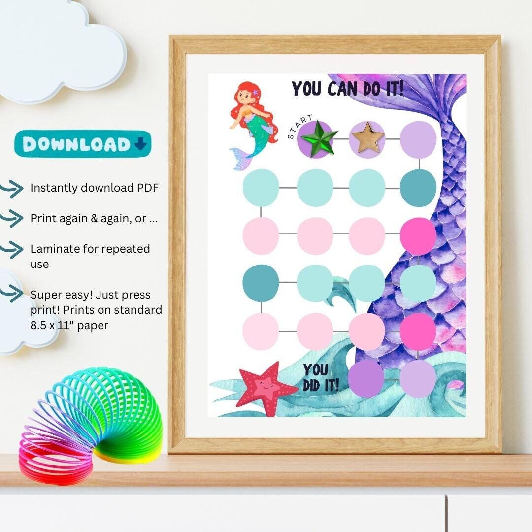 PRINTABLE Encouragement Chart, Reward Chart for Kids, Mermaid Reward ...