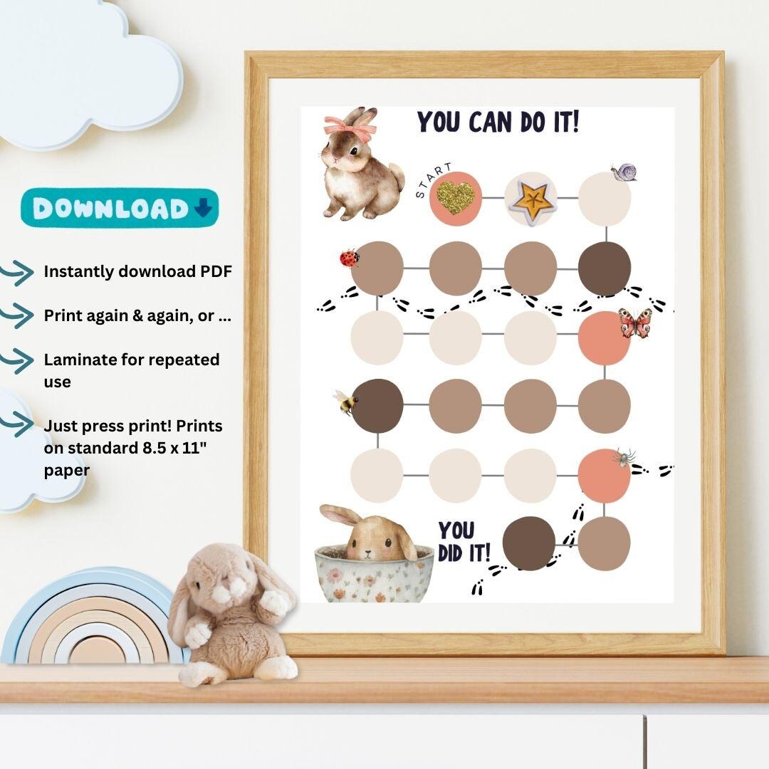PRINTABLE Encouragement Chart, Reward Chart for Kids, Bunny Forest ...