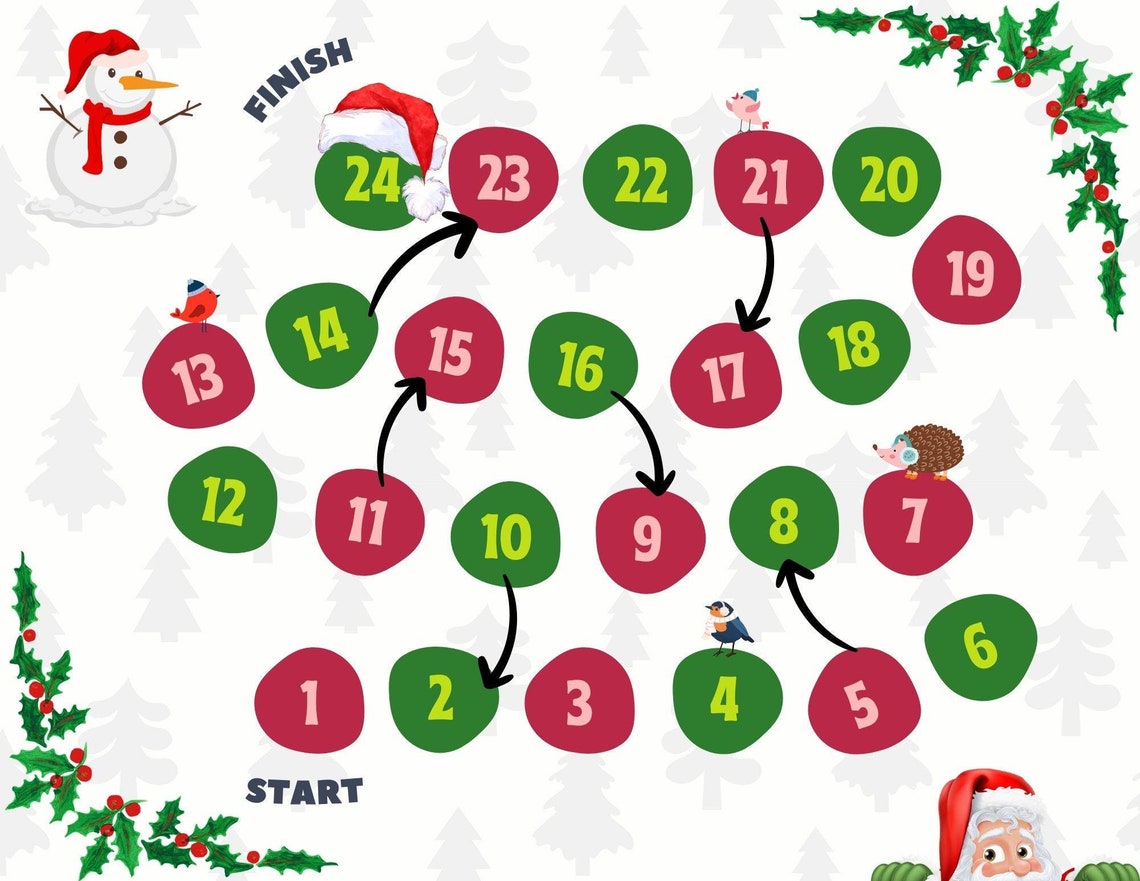 Snakes and Ladders Game Christmas Holiday Version, Printable Game, Fun ...