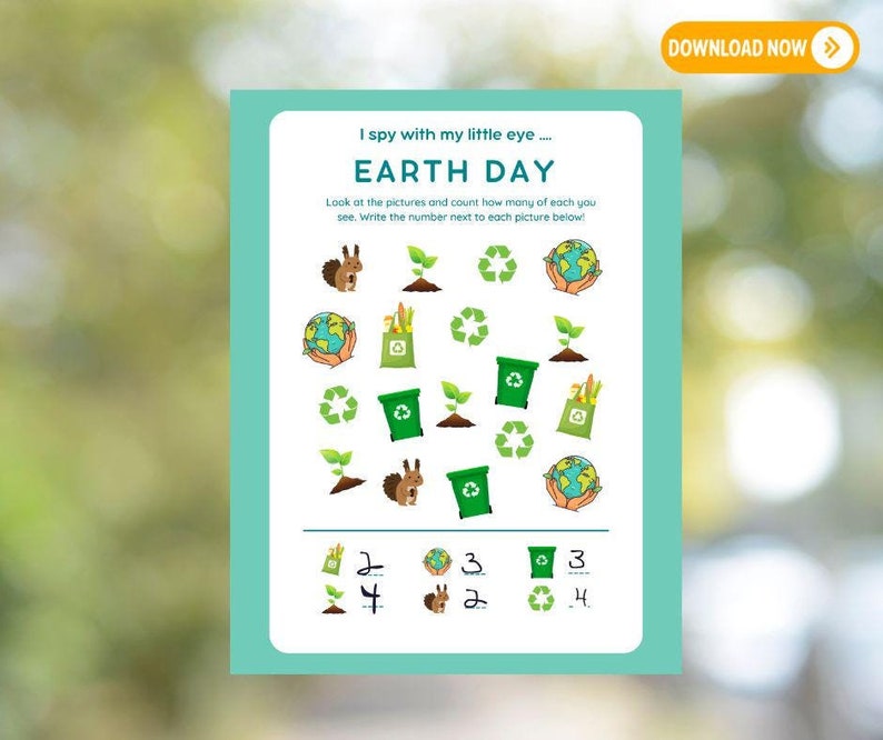 Earth Day Activity Sheet, I Spy Game, Kids Printable Worksheet - Etsy
