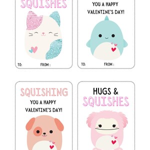 Squishmallow Valentine's Day Cards, Printable Adorable Card Bundle, 2 ...