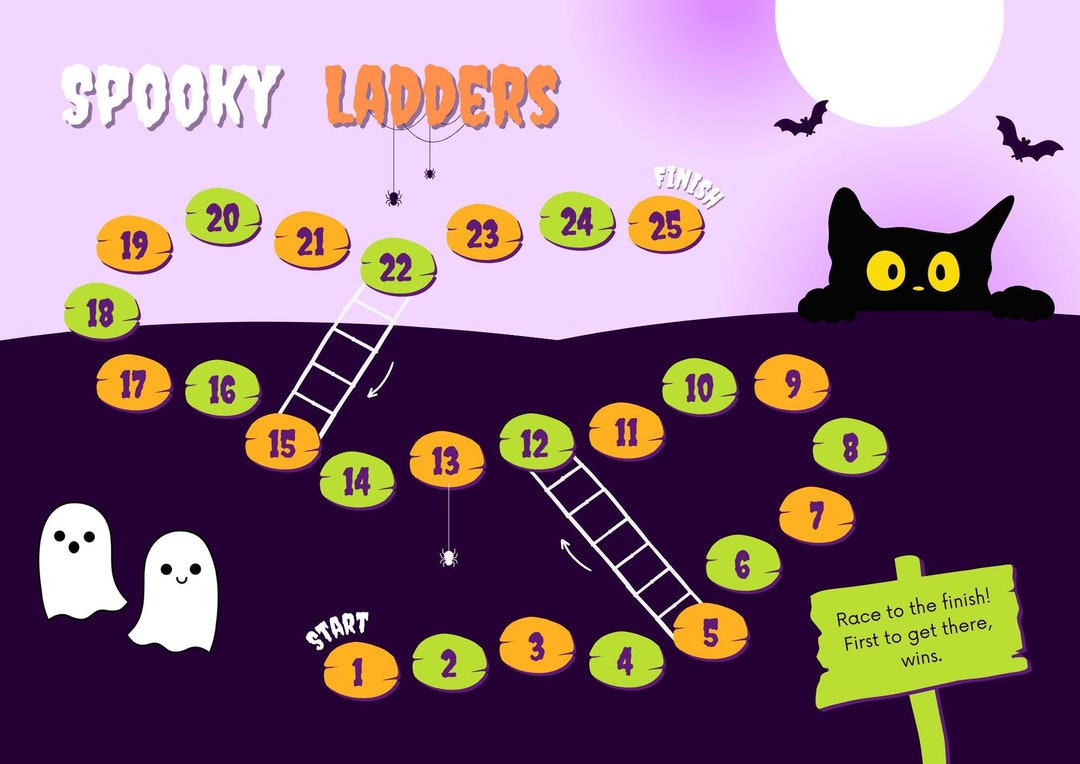 Snakes and Ladders Game Halloween Version | Printable Game Spooky ...