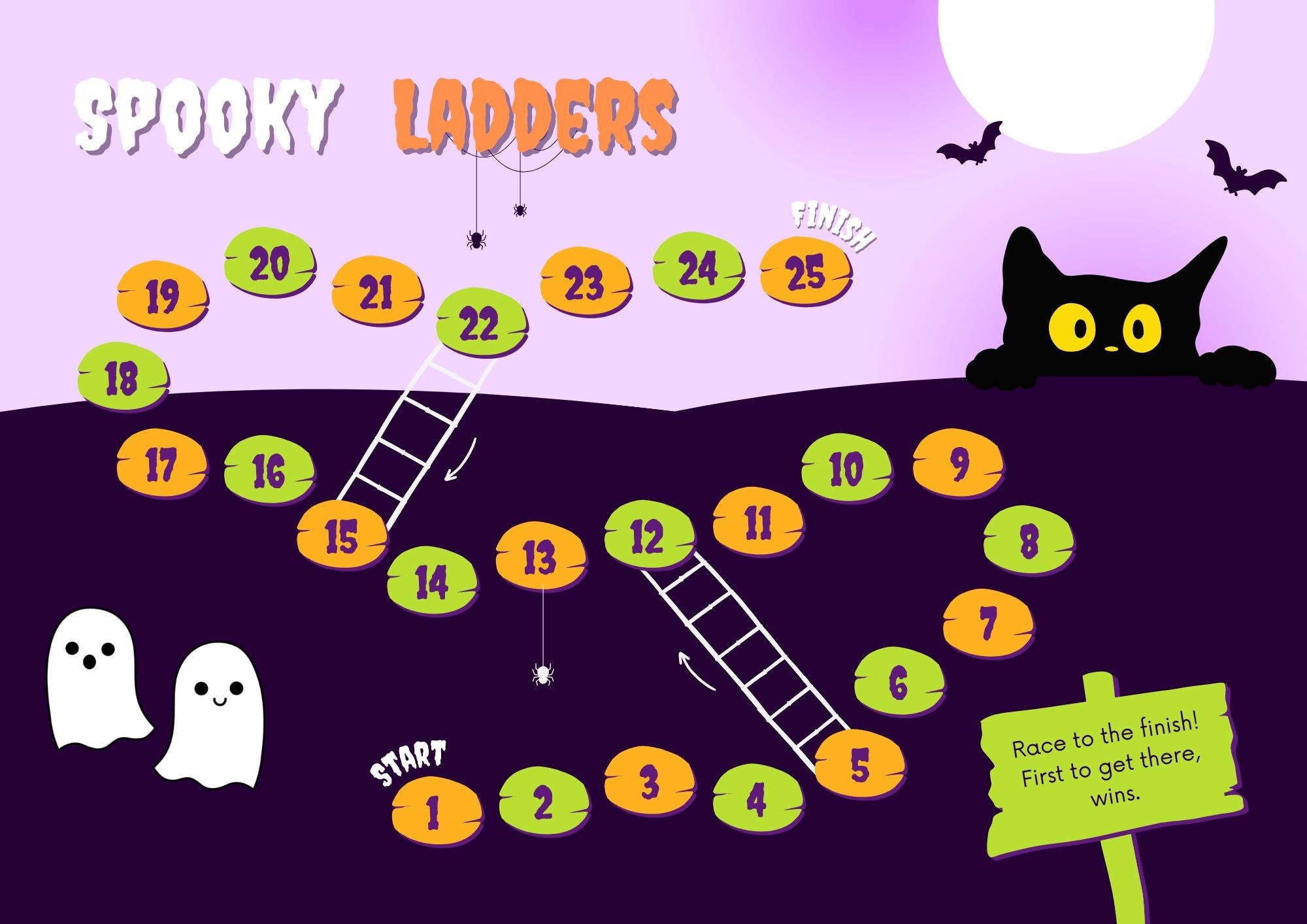 Snakes and Ladders Game Halloween Version | Printable Game Spooky ...