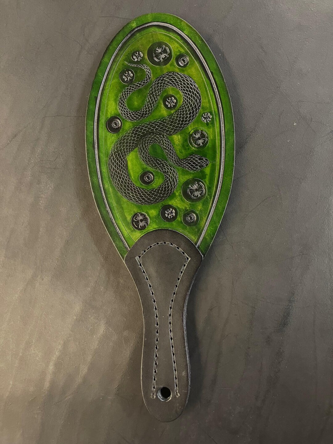 Handmade Green Floral Viper Snake Brush Impact Paddle - Etsy