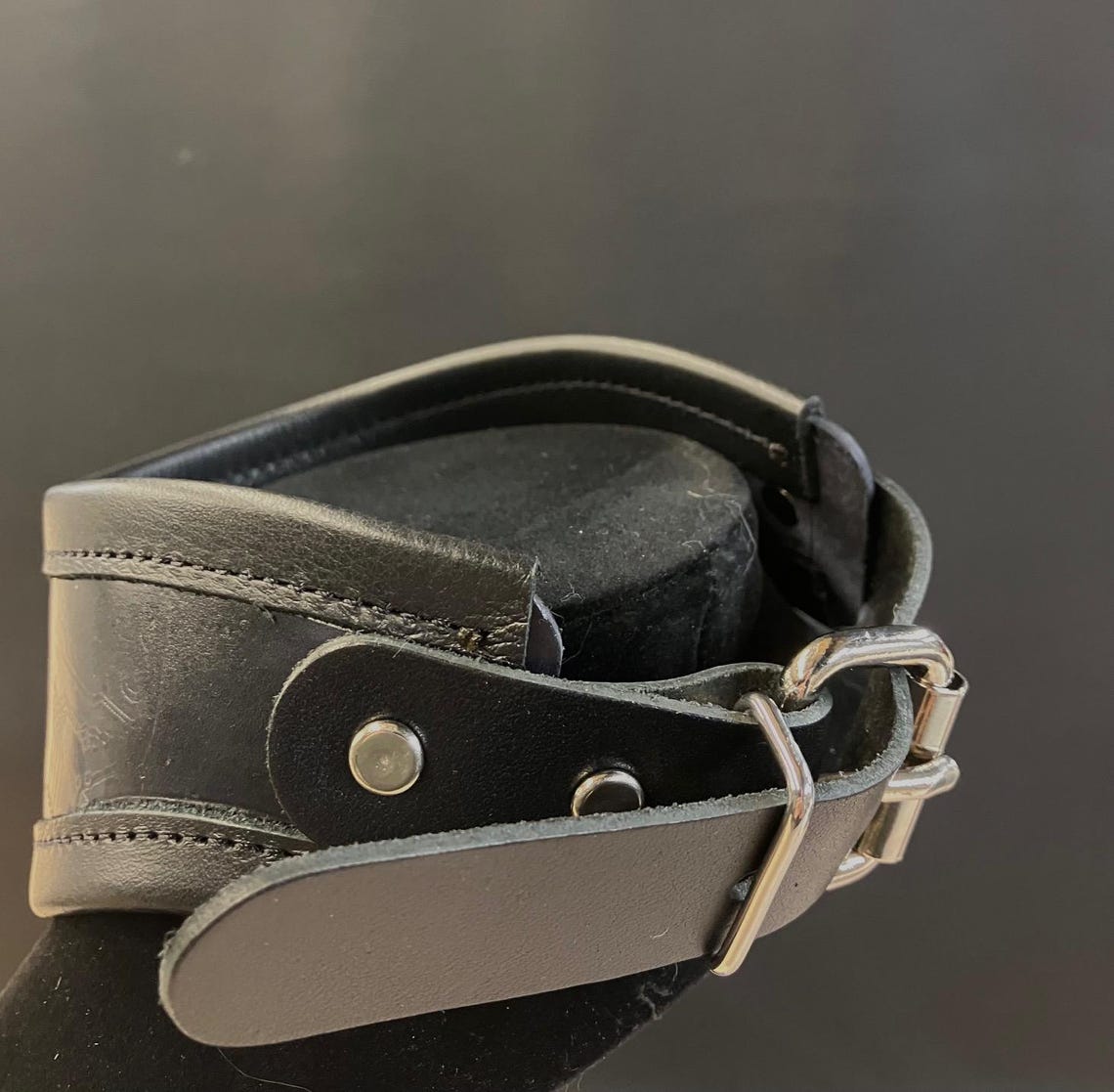 Stylish Contoured Leather Circuit Board Collar in Black With Silver ...