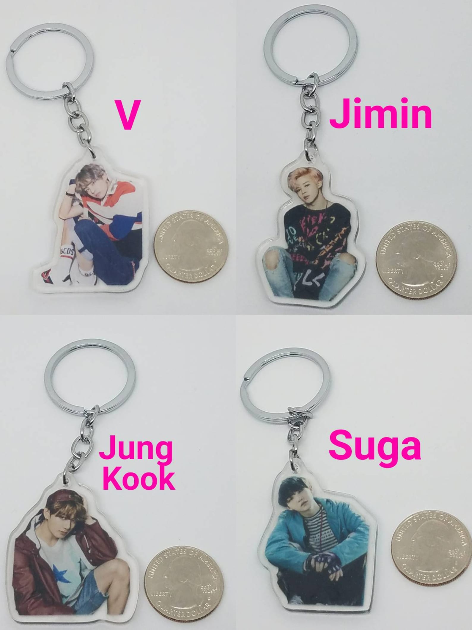 KPOP BTS Double-sided Acrylic Keychain BTS Keychains Bangtan V | Etsy