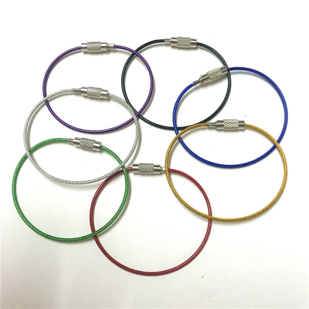 7 PCS Stainless Steel Wire Keychain Cable Rope Key Holder Cable Wire ...