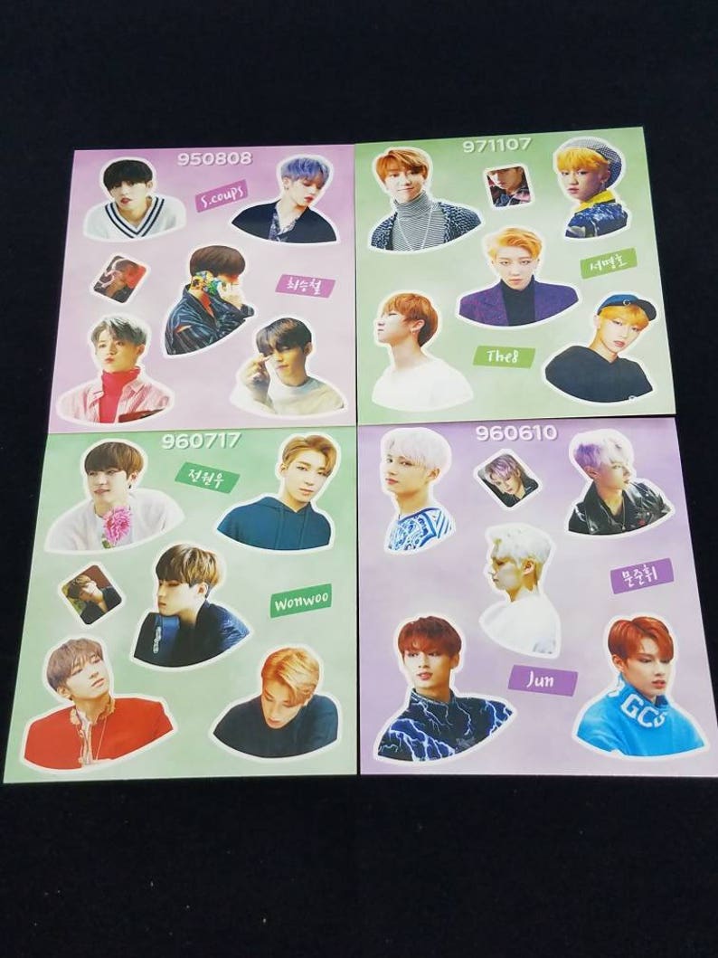 KPOP SEVENTEEN Sticker Set (15 Pieces) Hoshi Vernon Joshua Mingyu ...