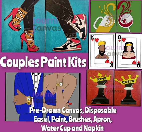 Couples 16x20 Paint Party Kit Pre-drawn Outline Canvas for - Etsy