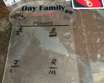Dry Erase Game Night Score Card Family Fun Board Kids Personalized ...