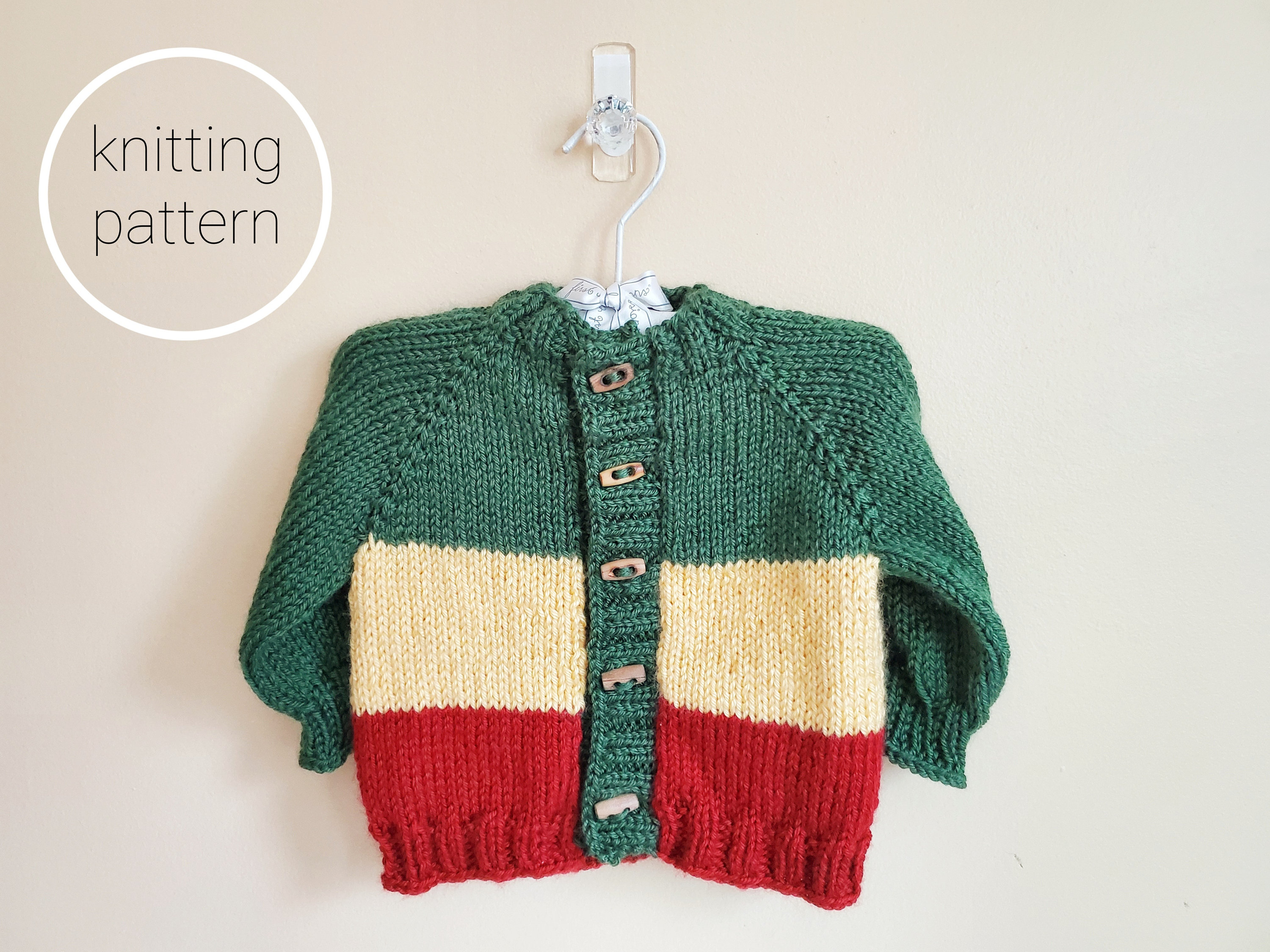 Kids Color Block Cardigan Knitting Pattern Digital Download Only Top ...