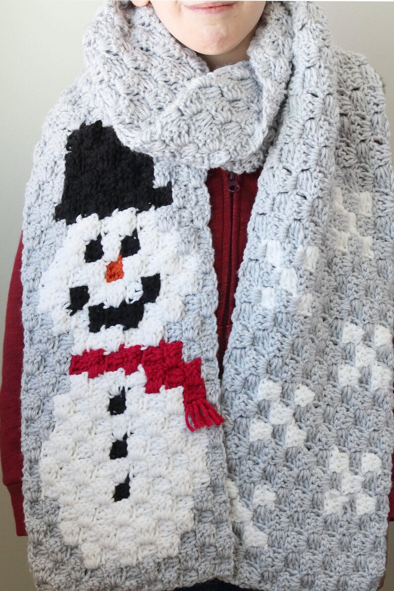 C2C Crochet Snowman Scarf Pattern Digital Download Crochet - Etsy